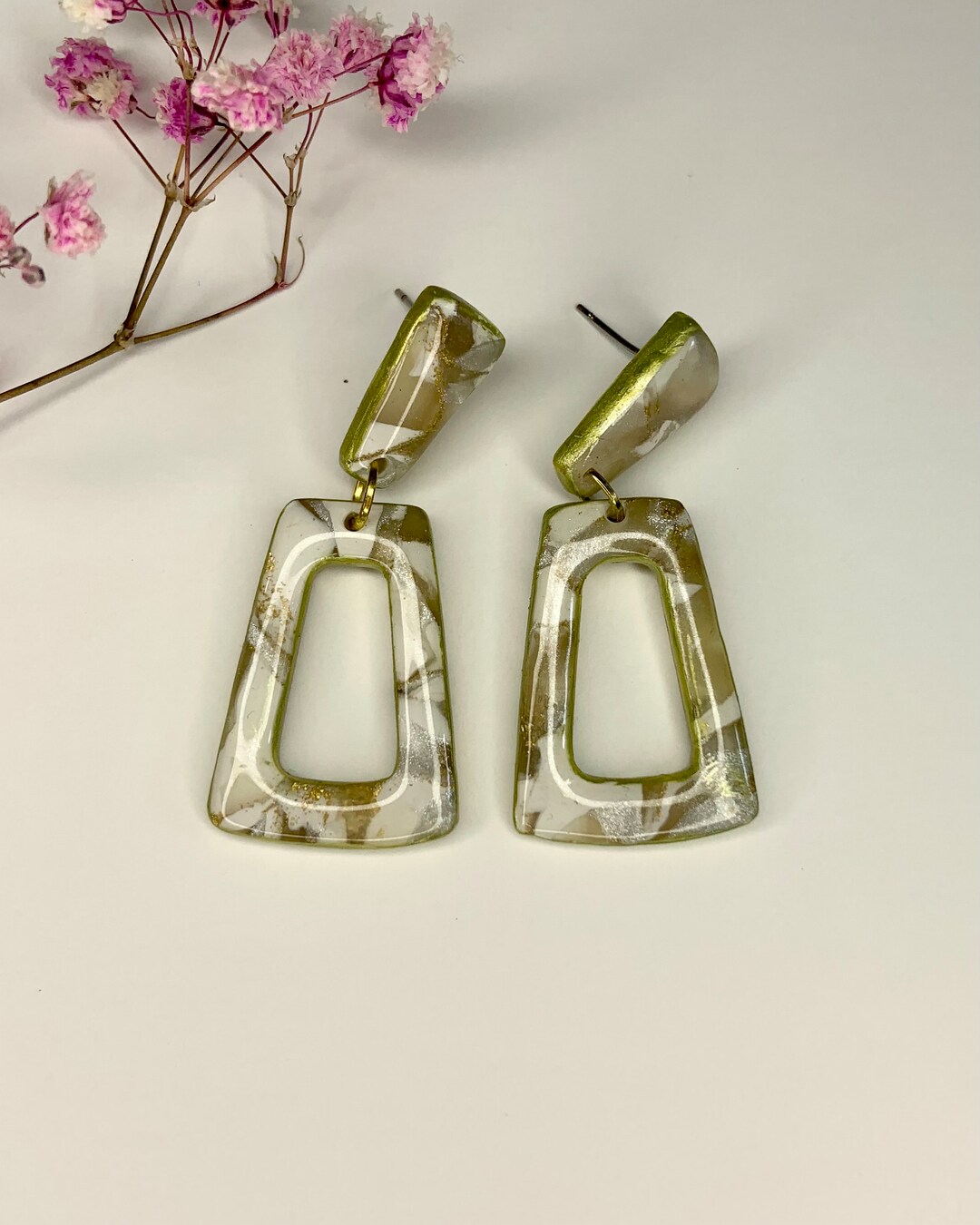 Neutral Marble 2023 Collection Translucent Rectangle Cutout Dangle ...