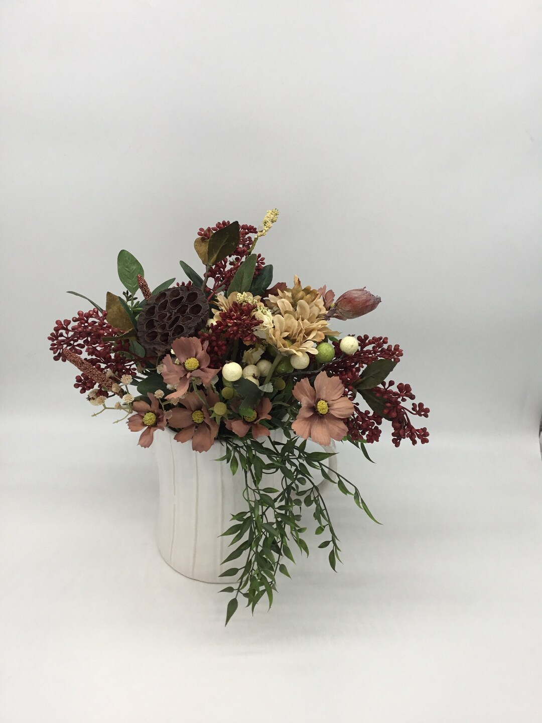 Floral Arrangement in White Pitcher - Etsy