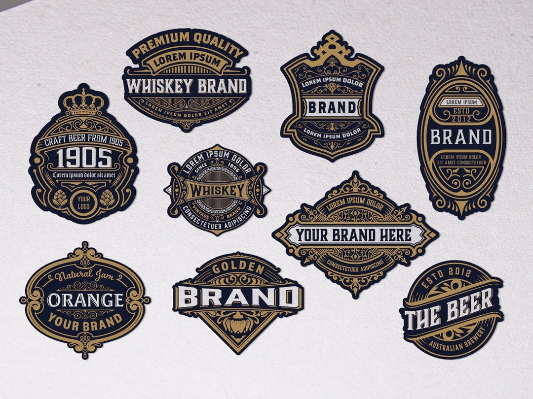 9 High Texture Vintage Logo Templates for Use With ADOBE Ai - Etsy