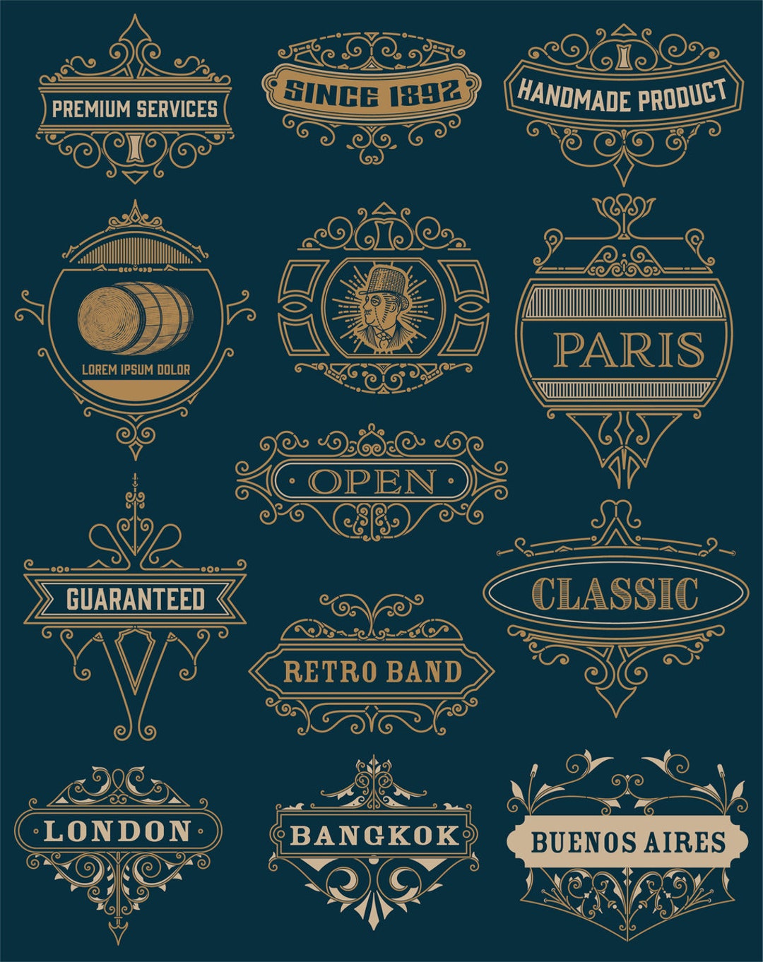 Set of 13 Logo Templates Intricate Detail - Etsy