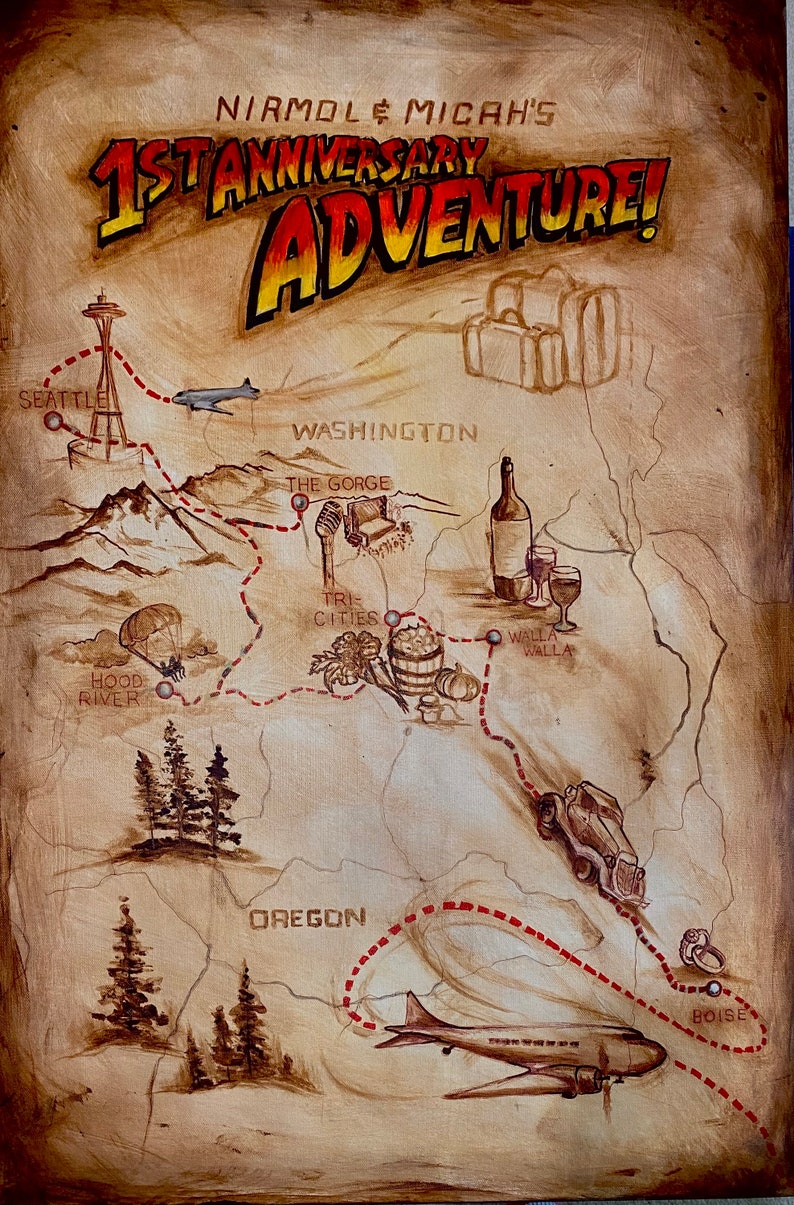 Dr. Jones Inspired Adventure Map, Personalized Travel Memory Art - Etsy