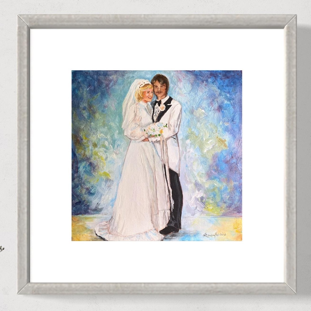 Mini Custom Bridal Portrait Painting, Anniversary Gift, Wedding Gift ...