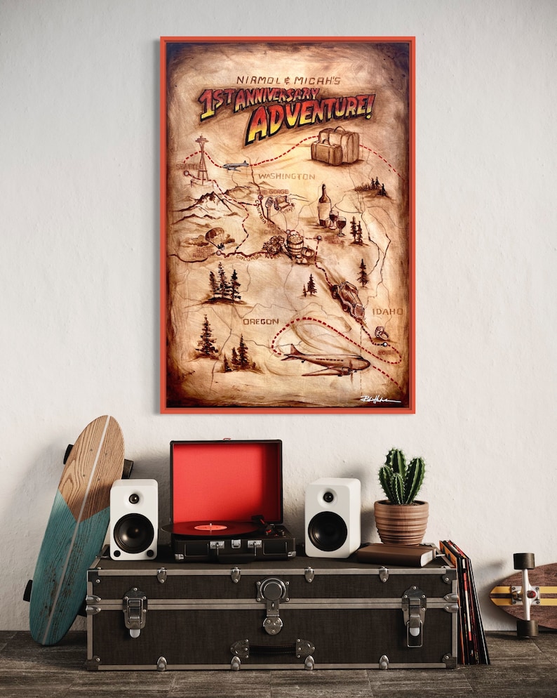 Dr. Jones Inspired Adventure Map, Personalized Travel Memory Art - Etsy