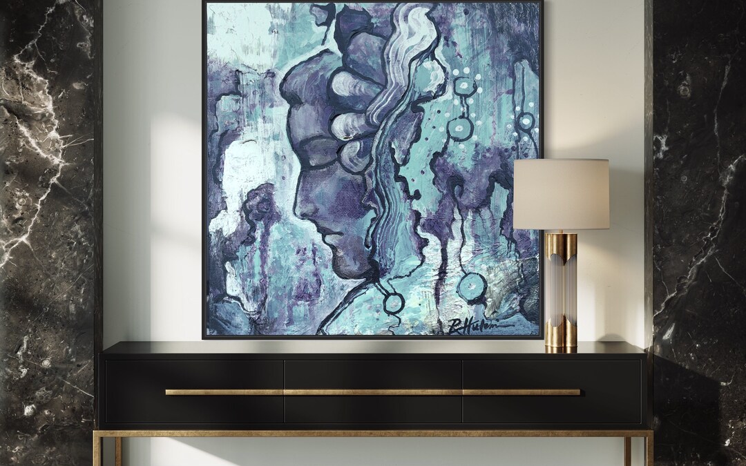 Manifest Art, Meditation Artwork, Higher Being Custom Wall Art, Blue ...