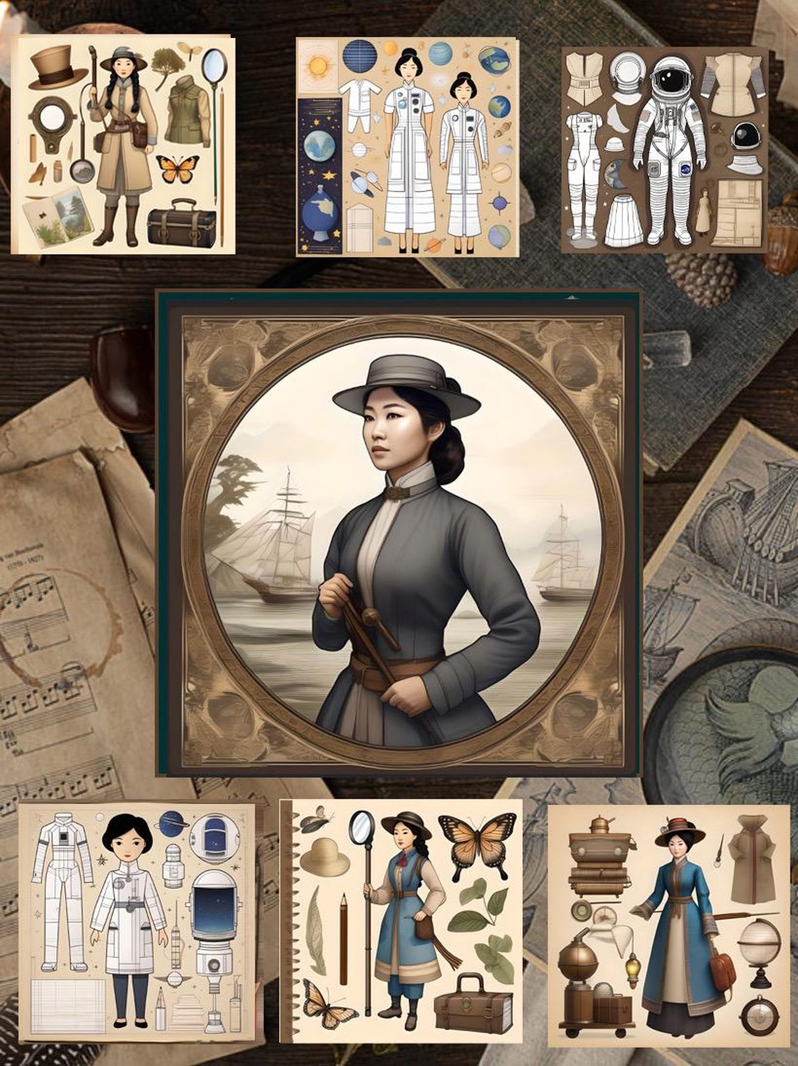 A 19th-century Explorer and Naturalist Paperdoll, Doll in Paper ...