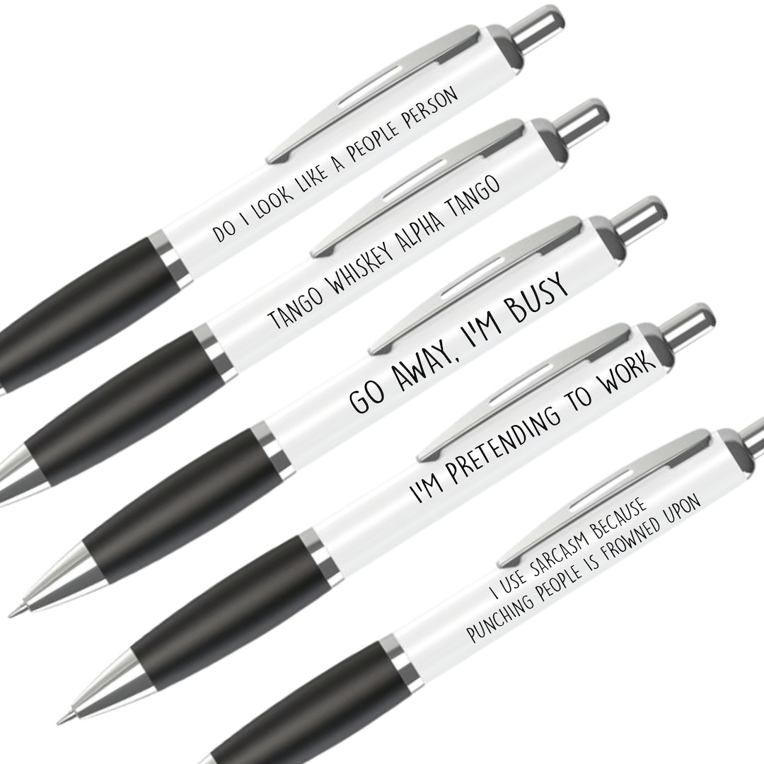 5 Pack of Ballpoint Pens - Funny Pen Set for Colleagues - Funky ...