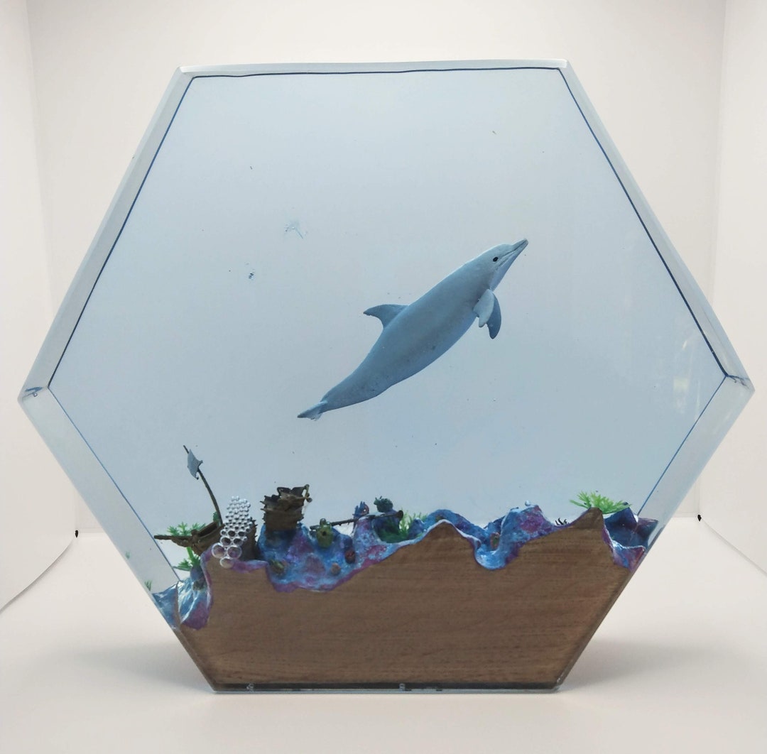 Epoxy Resin Dolphin Art Piece, Desk Decor, Home Decor, Resin Art ...