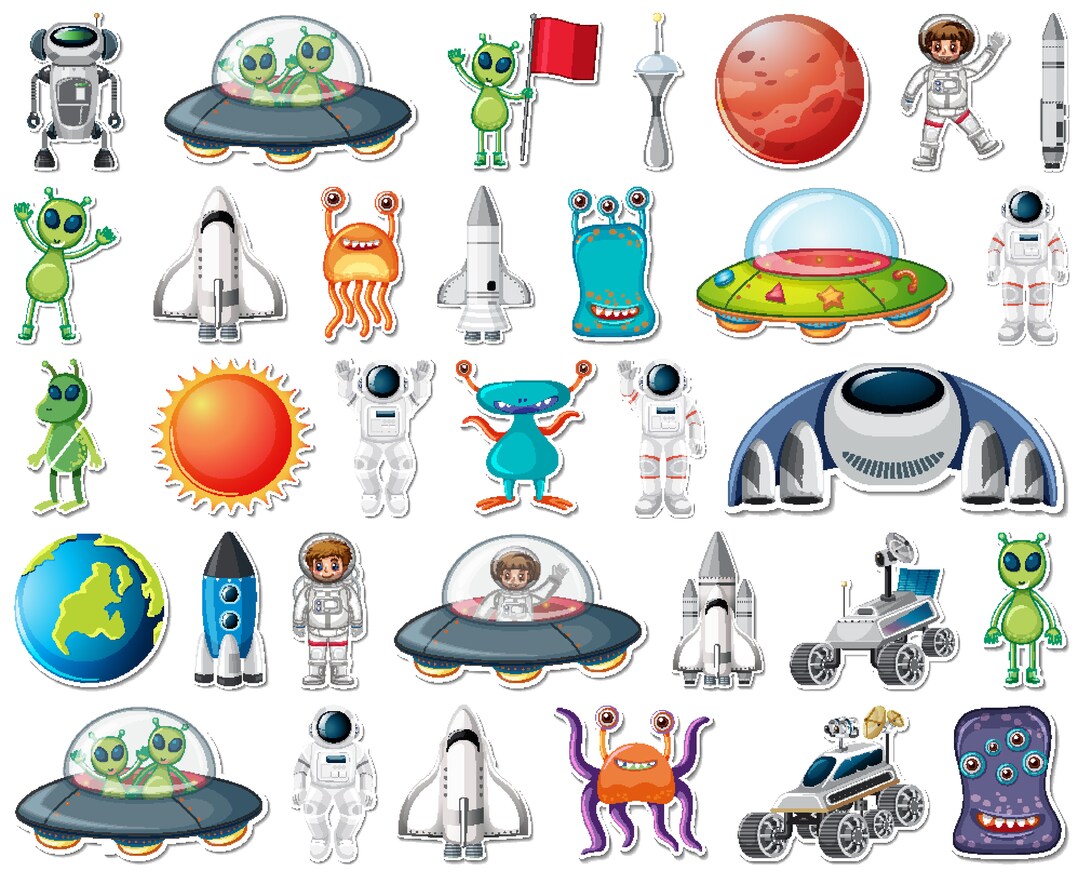 Little Boy, Astronaut, Alien Clipart, Printable Stickers, Space Designs ...