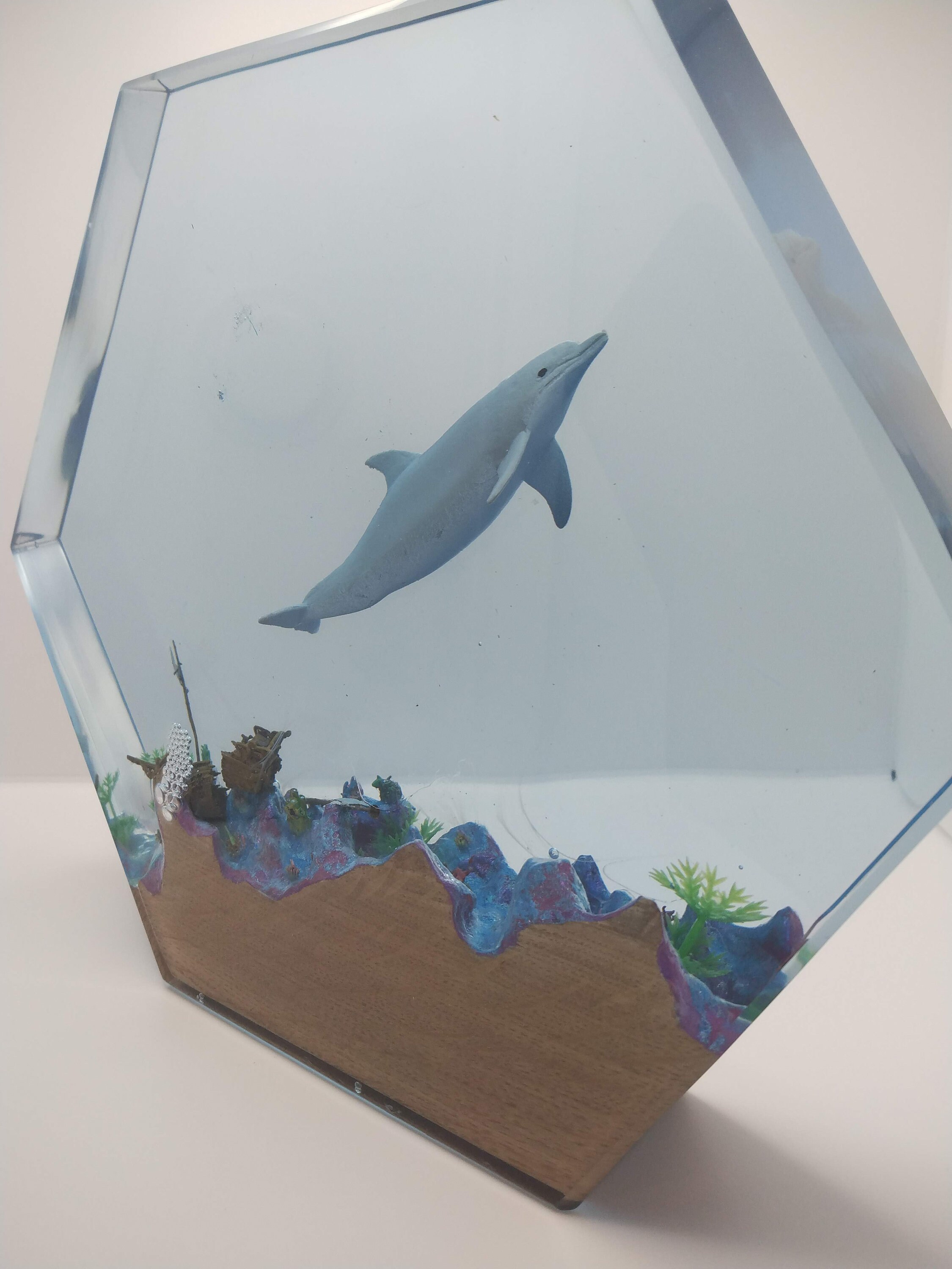 Epoxy Resin Dolphin Art Piece-desk Decor-home Decor-resin Art - Etsy