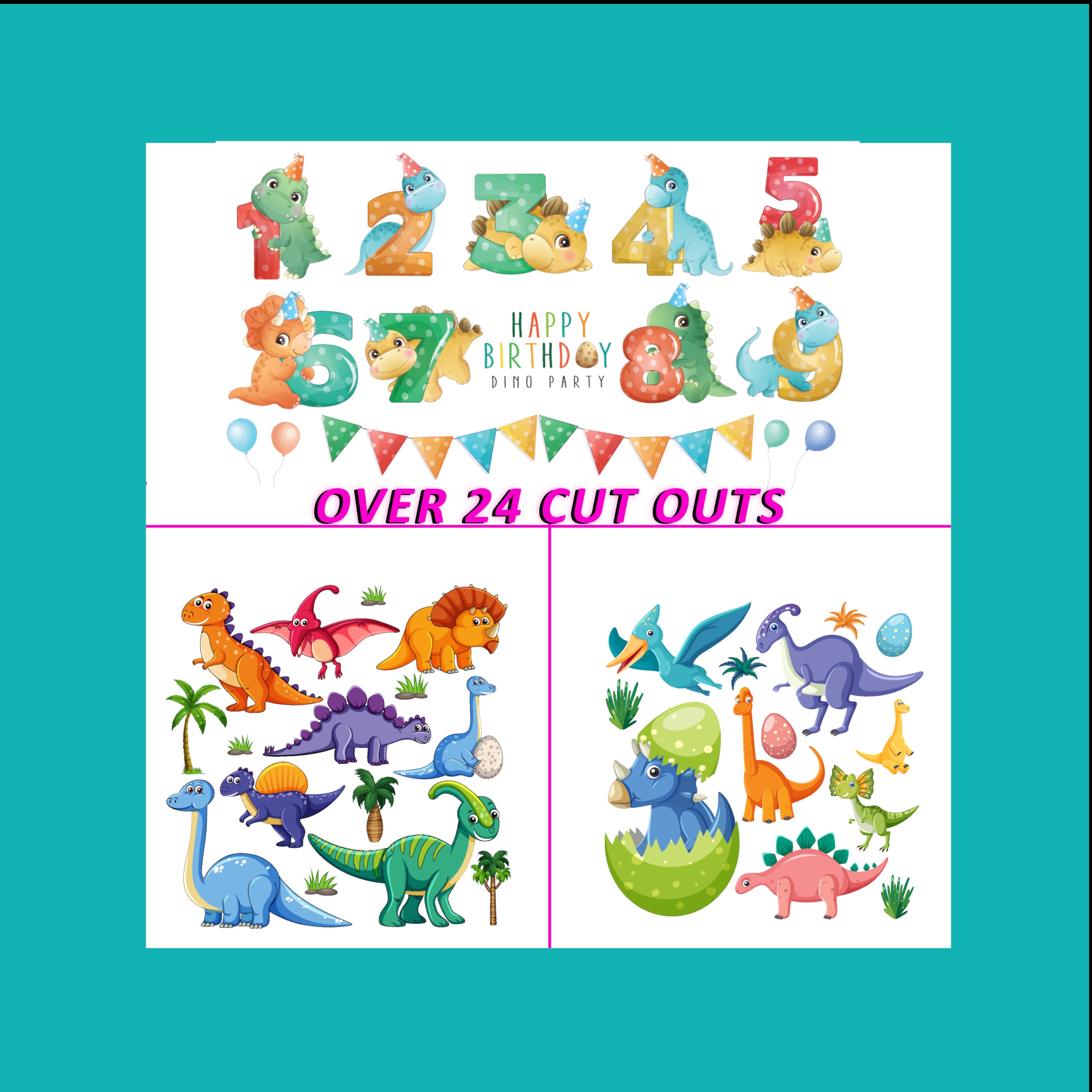Digital Download Dinosaur Clipart Nursery Clipart PNG EPS - Etsy