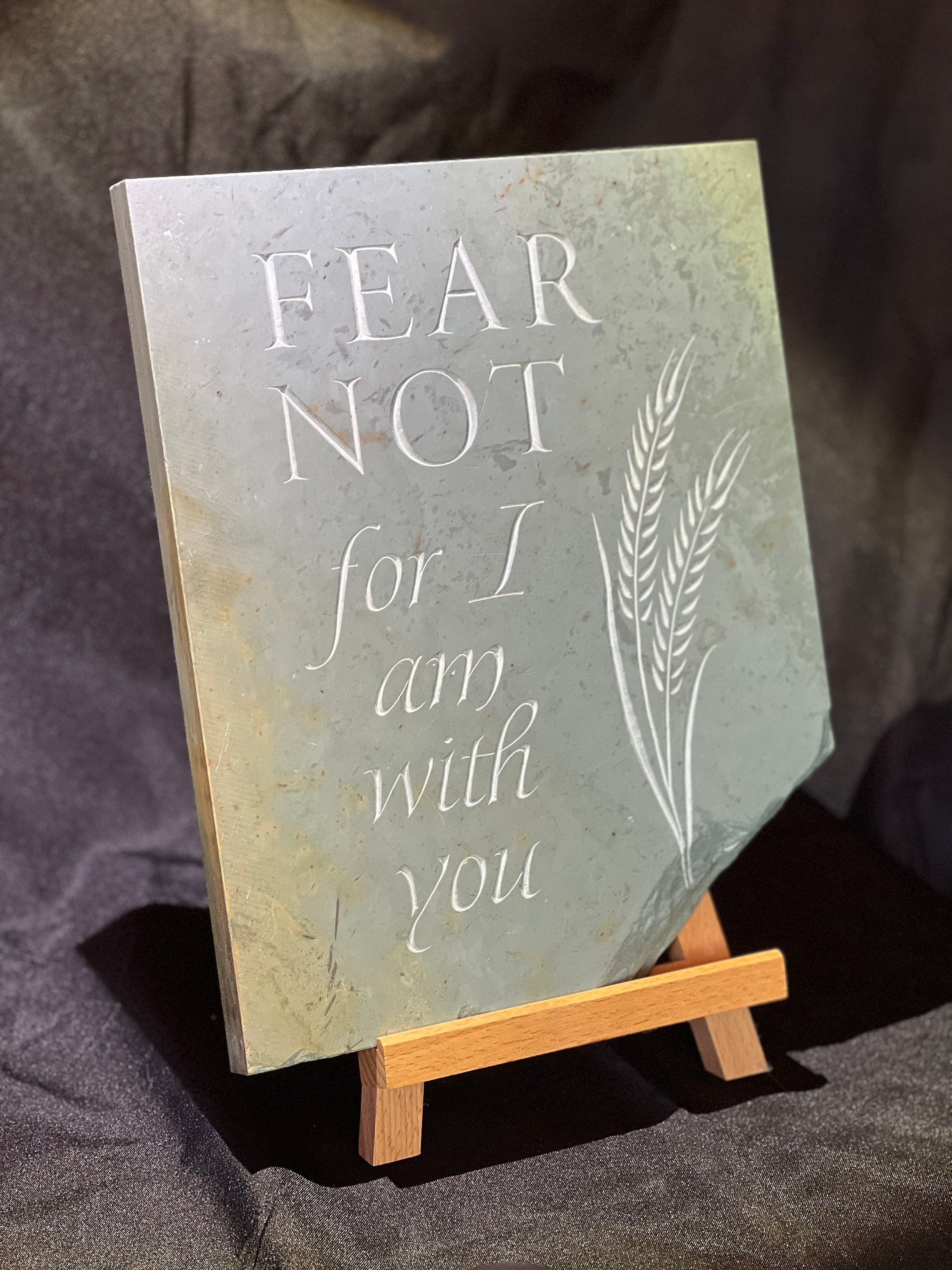 Fear Not for I Am With You Stone Carving in Slate Hammer and Chisel ...