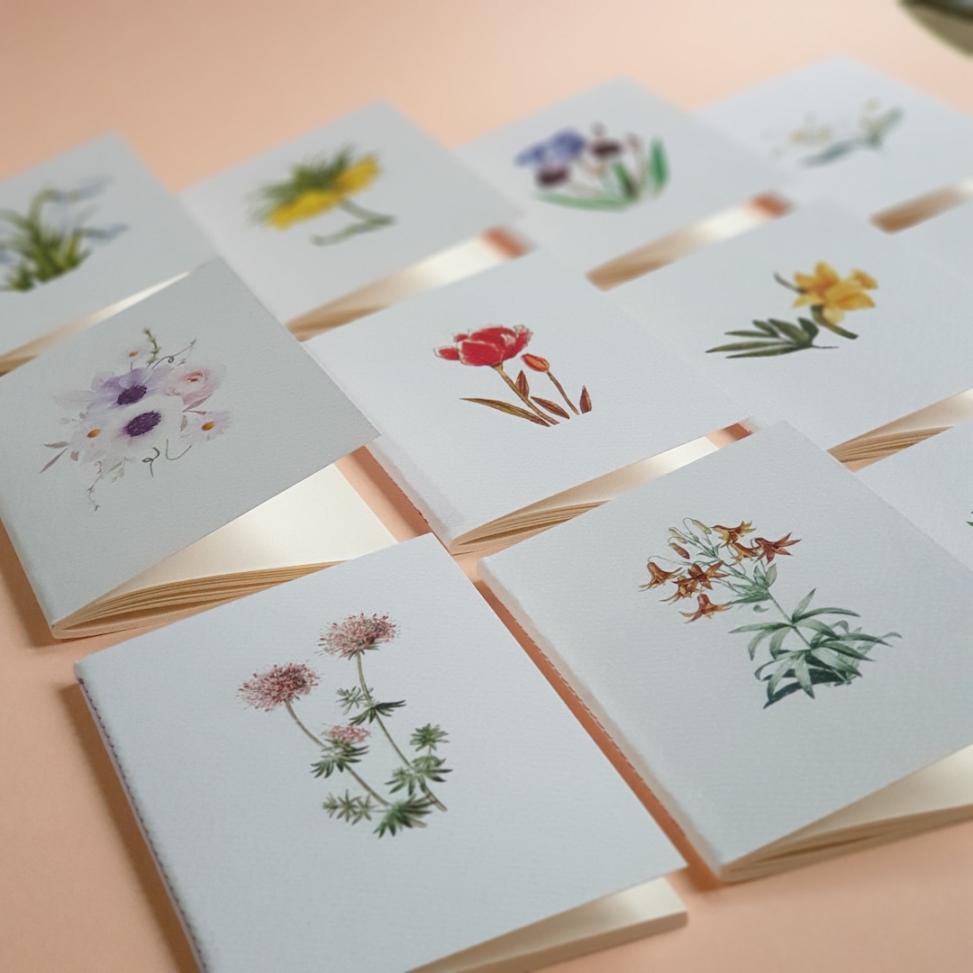 Watercolor Flower A5 Softcover Notebook Set, Birth Flower, Turkish ...