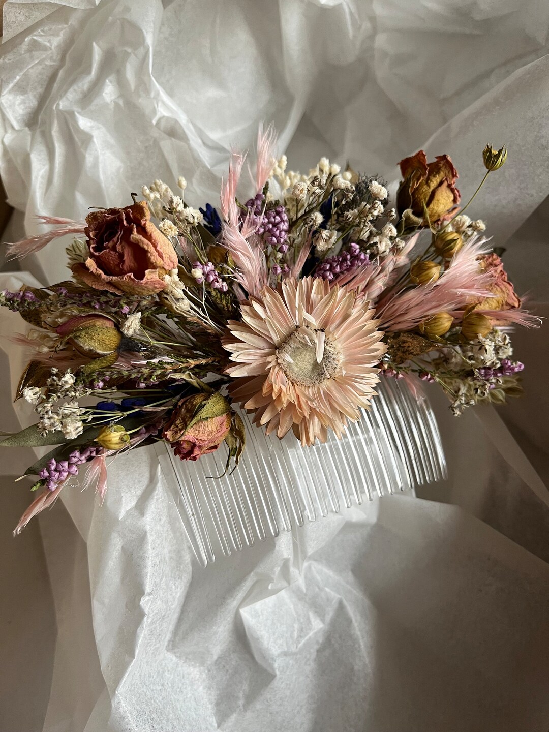 Blush Dusty Pink Flower Comb Hair Comb Floral Bridal Comb - Etsy