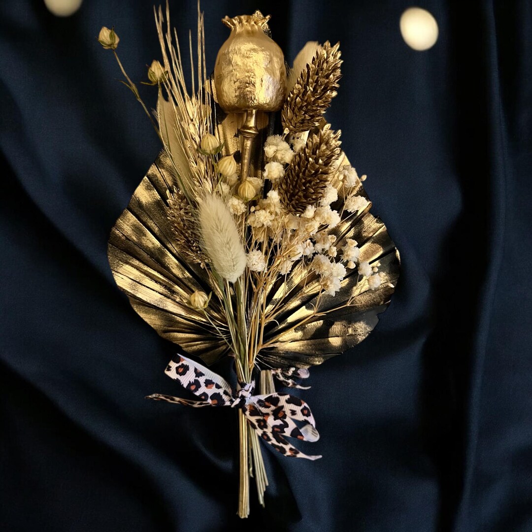 Gold Leopard Dried Palm Spear Cake Topper, Boutonnières, Corsage, Cake ...