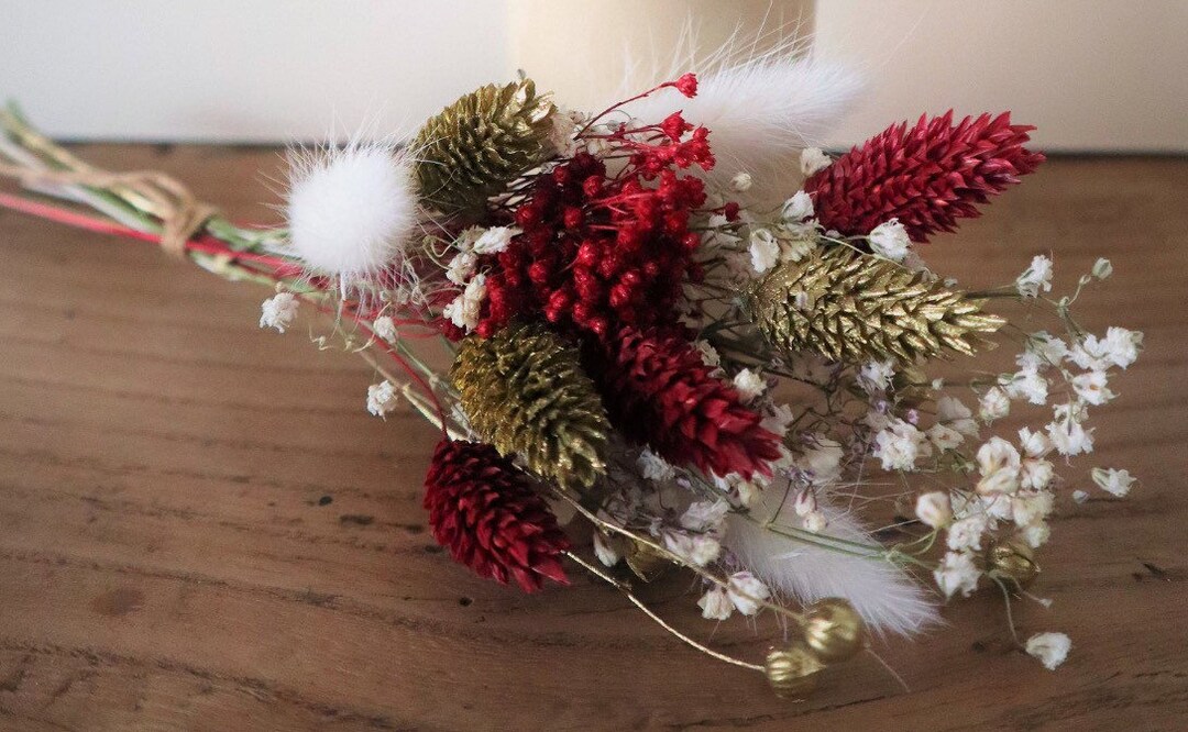 Christmas Festive Dried Flowers, Floral Bouquet, Mini Dried Flowers ...