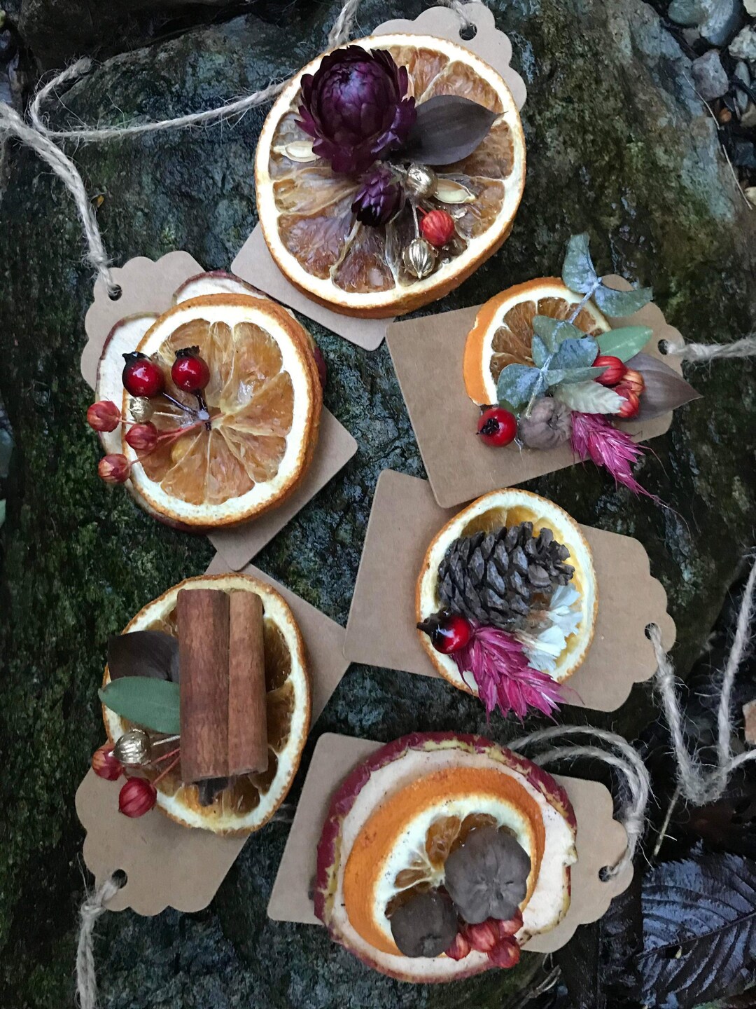 Set of Six Dried Flower, Festive Gift Tags, Dried Flowers, Christmas ...