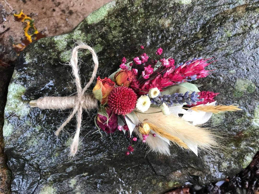 Wild Flowers Wedding Buttonhole Boutonnières Corsage - Pink Roses ...