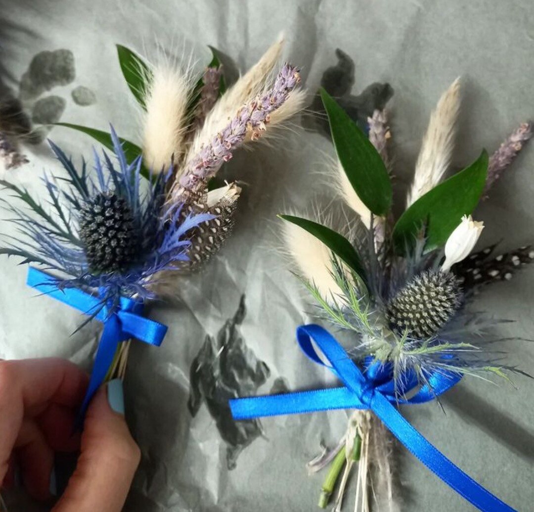 Set of 3 Thistle Scottish Wedding Thistle Flower Boutonniere ...