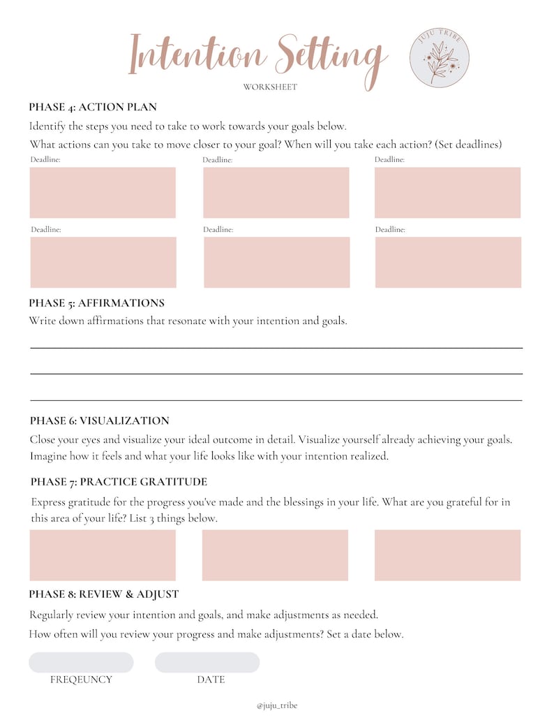 Manifest Your Dreams: Intention-setting Worksheet (digital Download) - Etsy