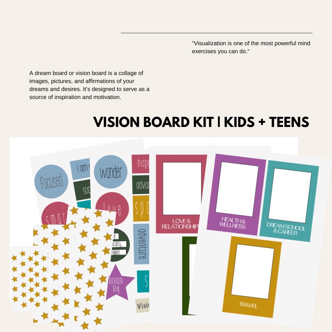Vision & Dream Board Kit | Kids and Teens | Manifesting, Intention ...