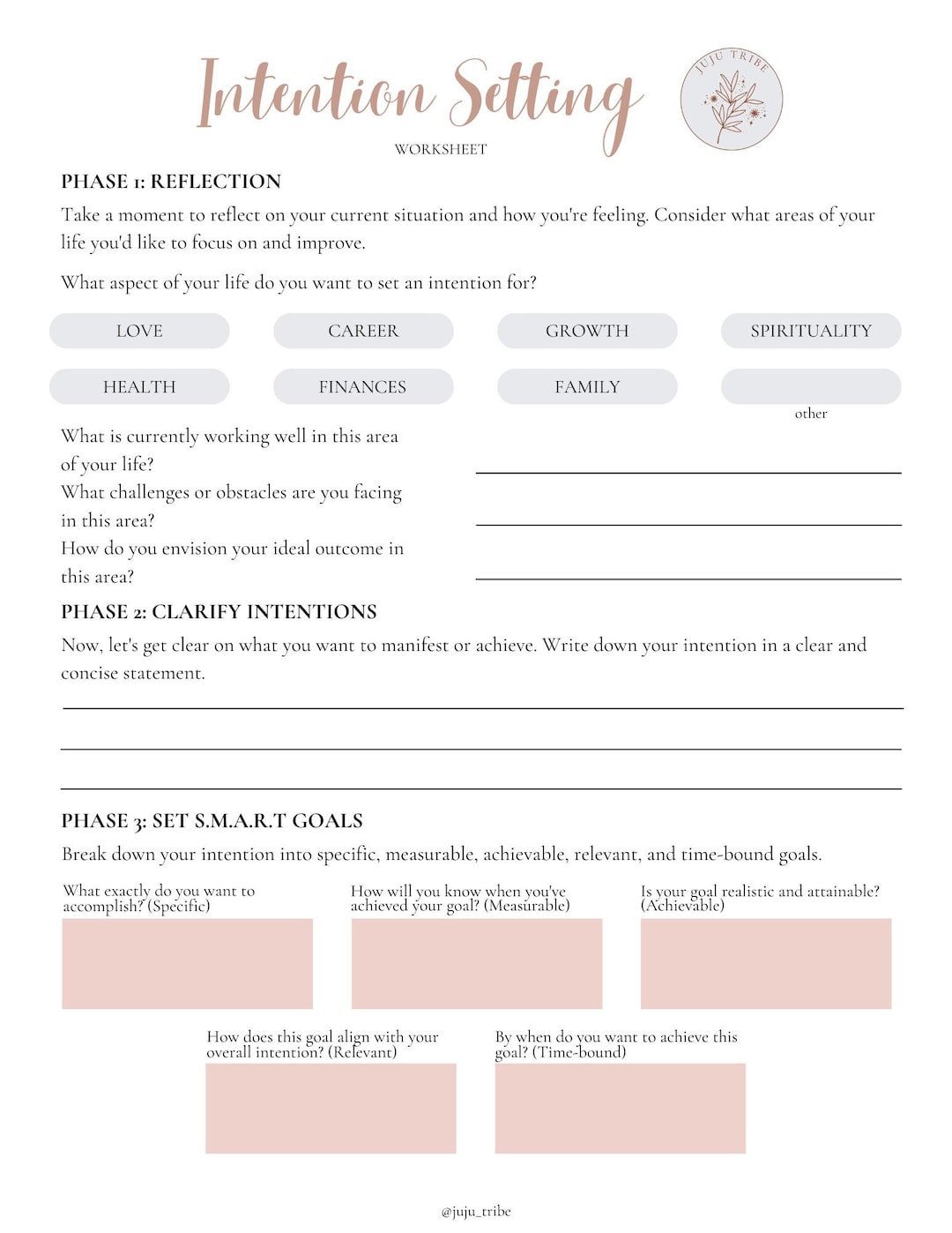Manifest Your Dreams: Intention-setting Worksheet (digital Download) - Etsy