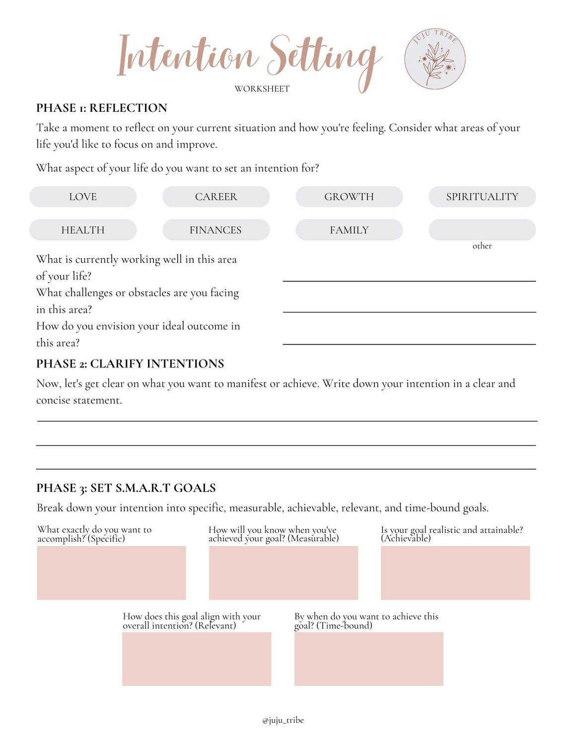 Manifest Your Dreams: Intention-setting Worksheet (digital Download) - Etsy
