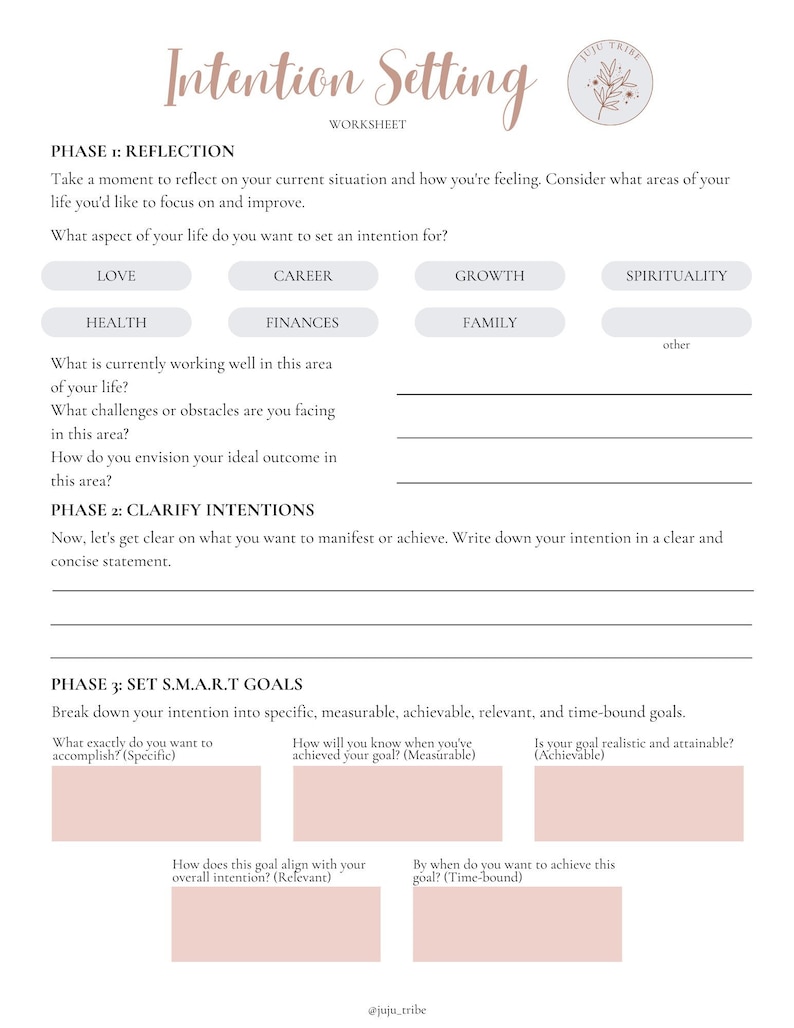 Manifest Your Dreams: Intention-setting Worksheet (digital Download) - Etsy