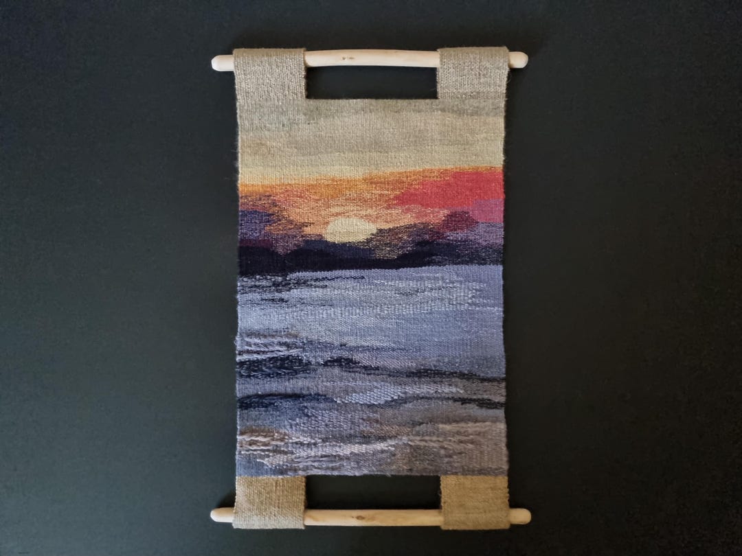 Handwoven Wool Tapestry : Sunset, Handmade Textured Fibre Art Decor - Etsy
