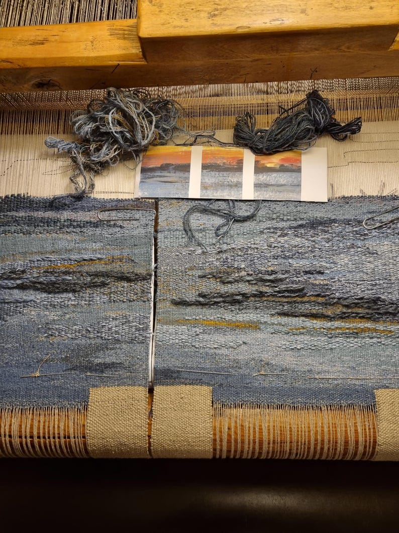Handwoven Wool Tapestry : Sunset, Handmade Textured Fibre Art Decor - Etsy