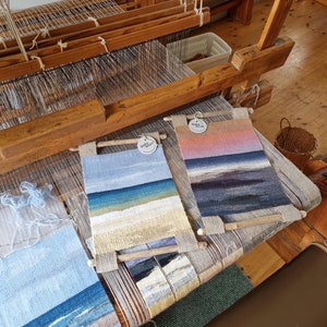 Small Hanging Wall Decor, Woven Tapestry, Blue Sea, Handweaving Wall ...