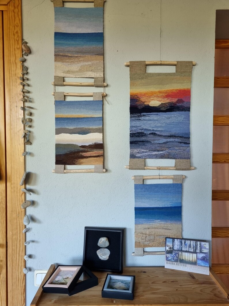 Handwoven Wool Tapestry : Sunset, Handmade Textured Fibre Art Decor - Etsy