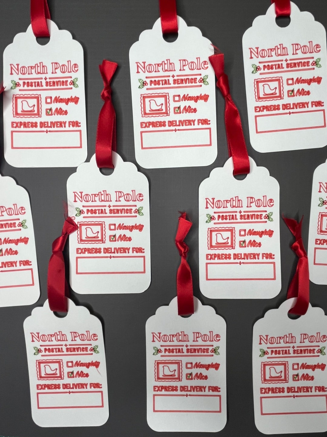 North Pole Postal Service Christmas Holiday Gift Tags Set of 12 - Etsy