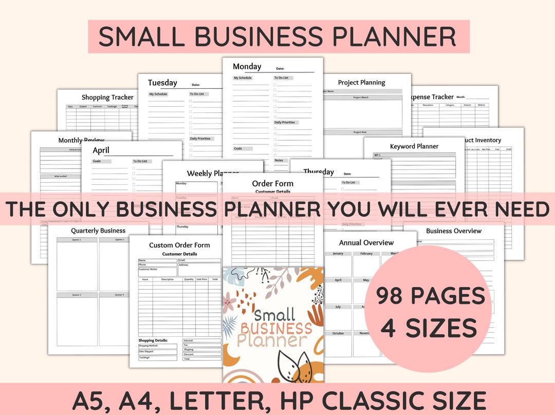 Printable Business Planner, Printable Business Organization Planner ...