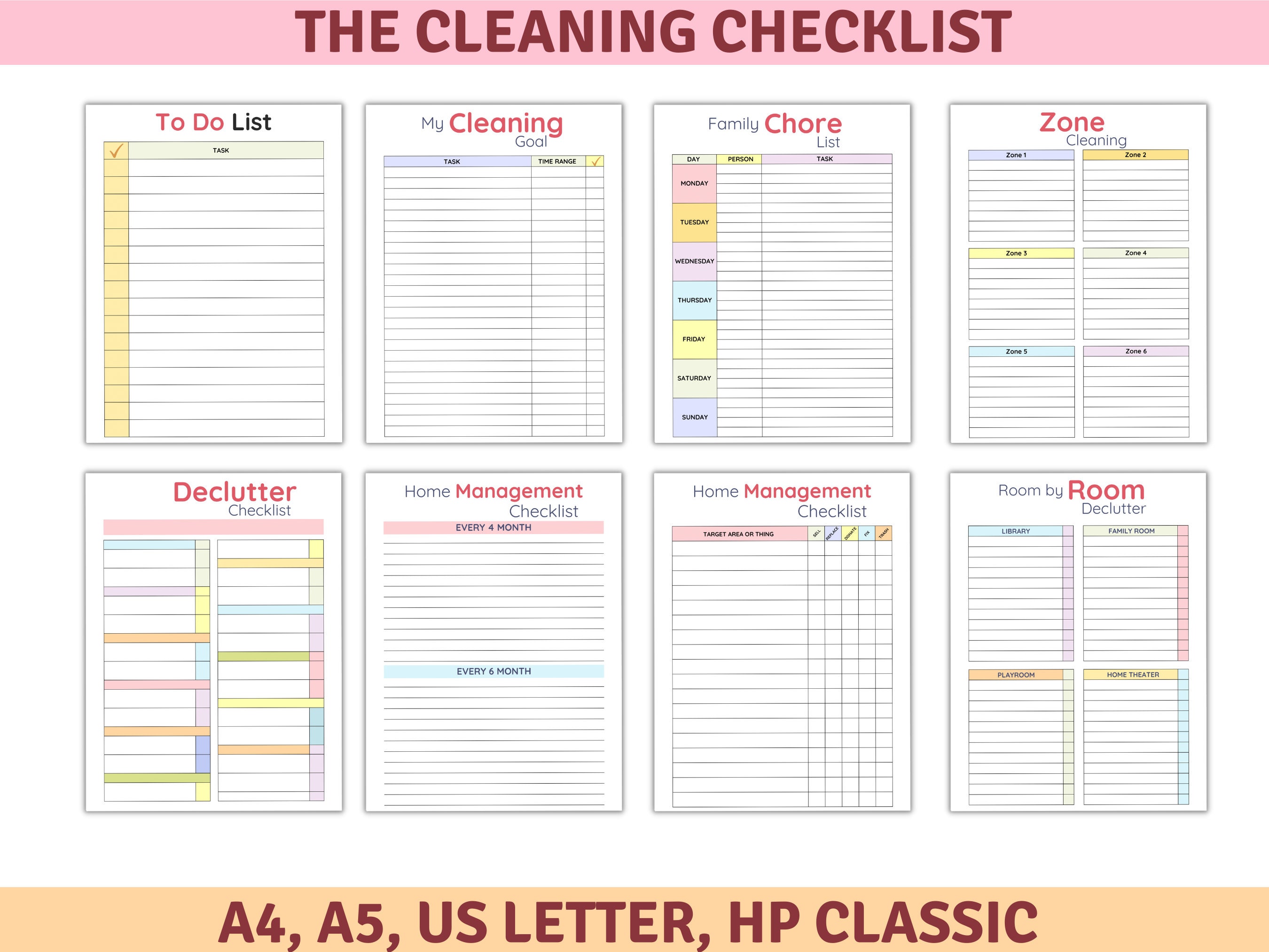 Printable Cleaning Schedule Bundle Editable, Ultimate Cleaning Planner Checklist, Guided ...