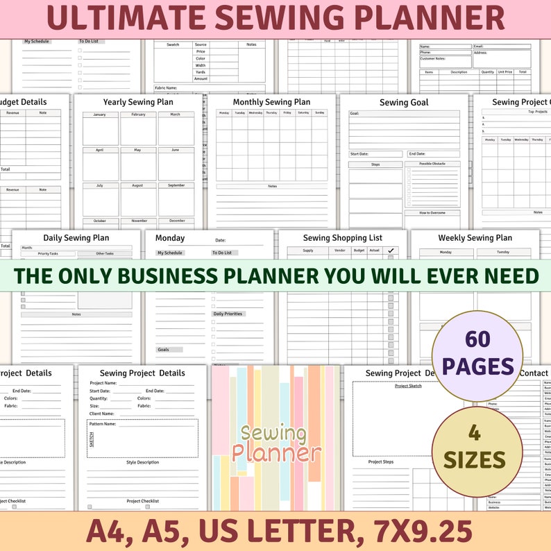 Printable Sewing Project Planner and Organiser, Knitting and Crochet ...