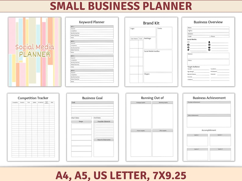 Buy Printable Business Planner, Printable Business Organization Planner ...