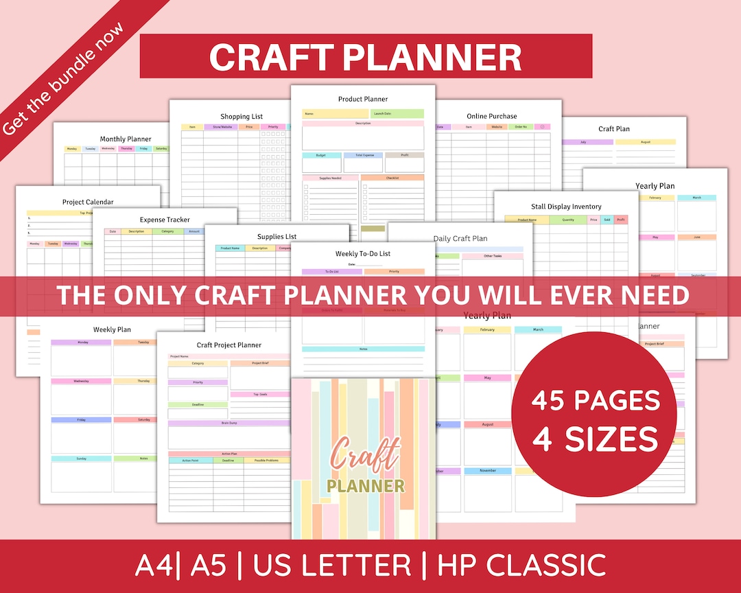 Craft Organization Binder, Craft Planner, Craft Project Planner, Craft ...