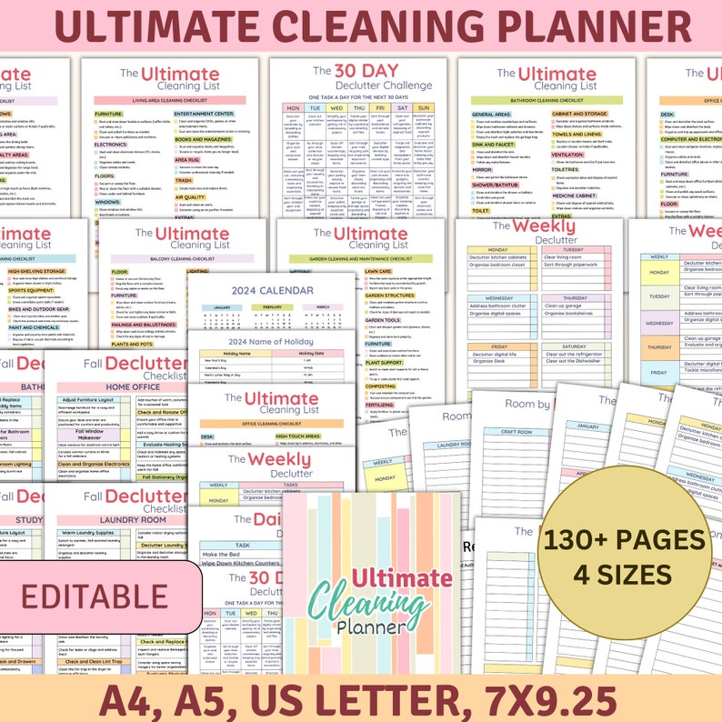 Printable Cleaning Schedule Bundle Editable, Ultimate Cleaning Planner ...