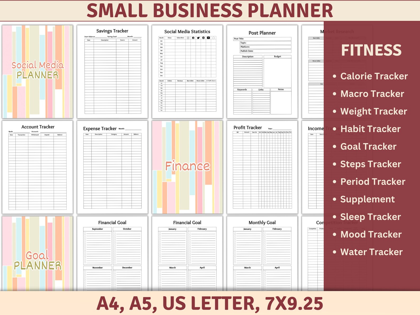 Printable Small Business Planner, Organization Bundle (digital Download ...