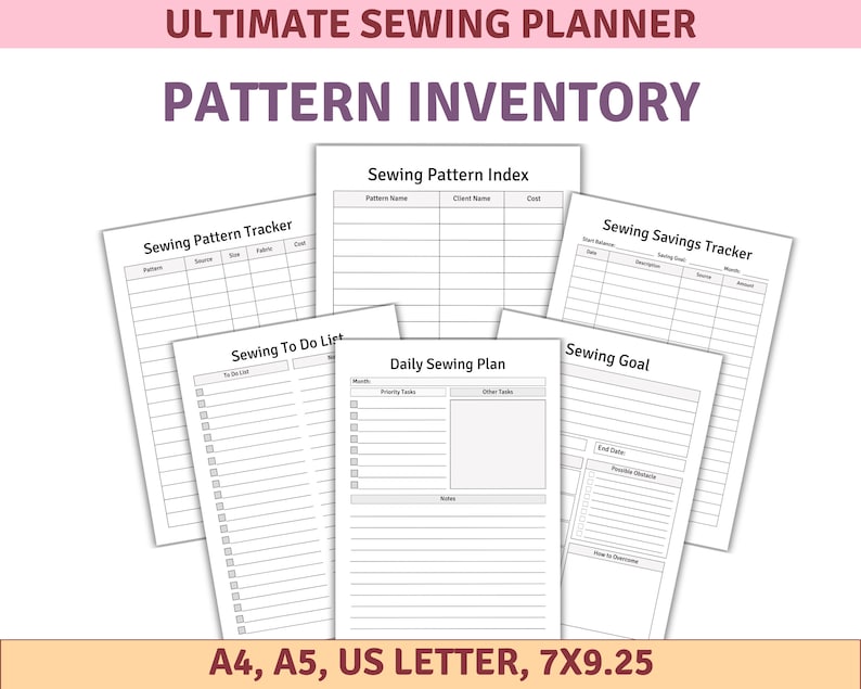 Printable Sewing Project Planner and Organiser, Knitting and Crochet ...