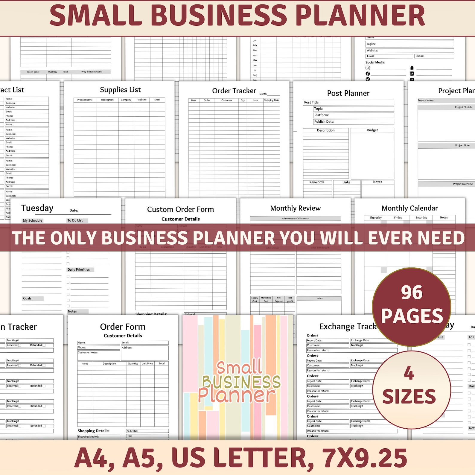 Printable Small Business Planner, Organization Bundle (digital Download ...