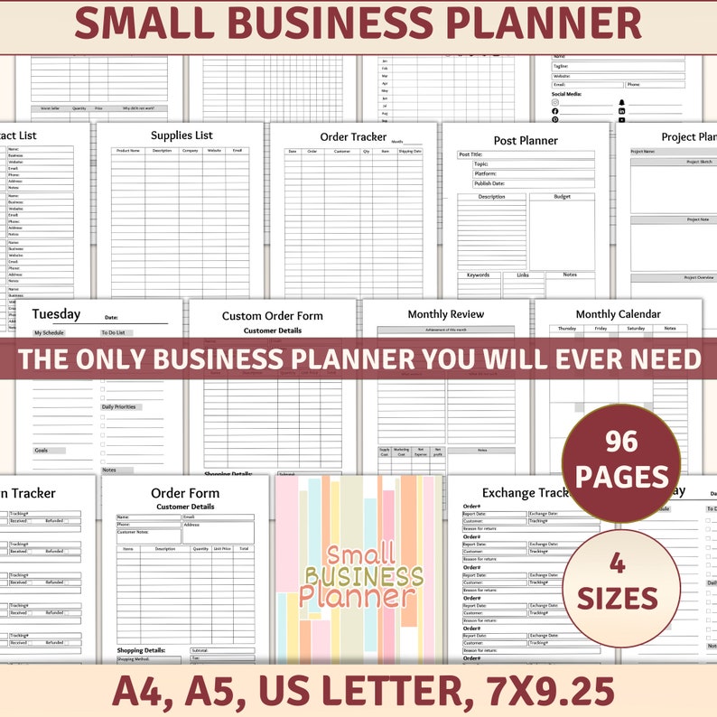 Buy Printable Business Planner, Printable Business Organization Planner ...