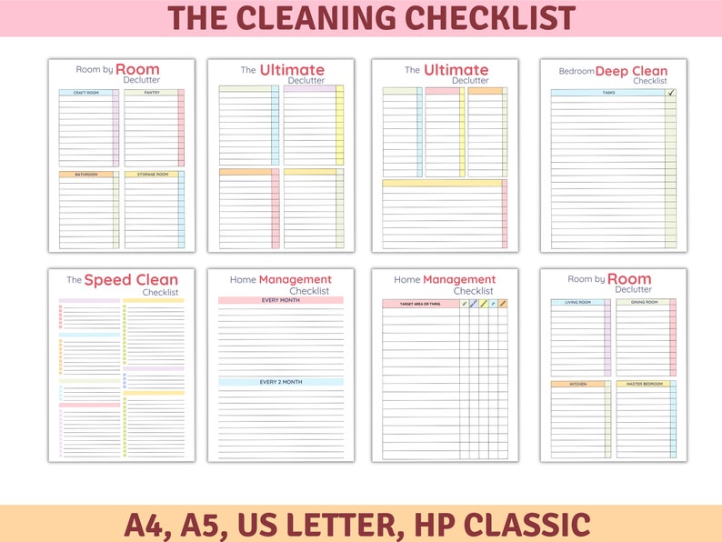 Printable Cleaning Schedule Bundle Editable, Ultimate Cleaning Planner Checklist, Guided ...