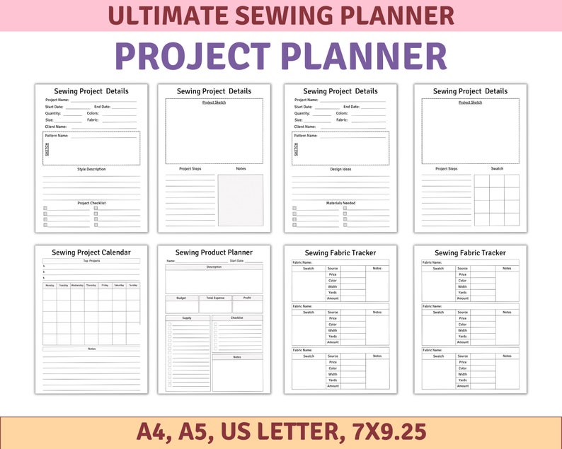 Printable Sewing Project Planner and Organiser, Knitting and Crochet ...