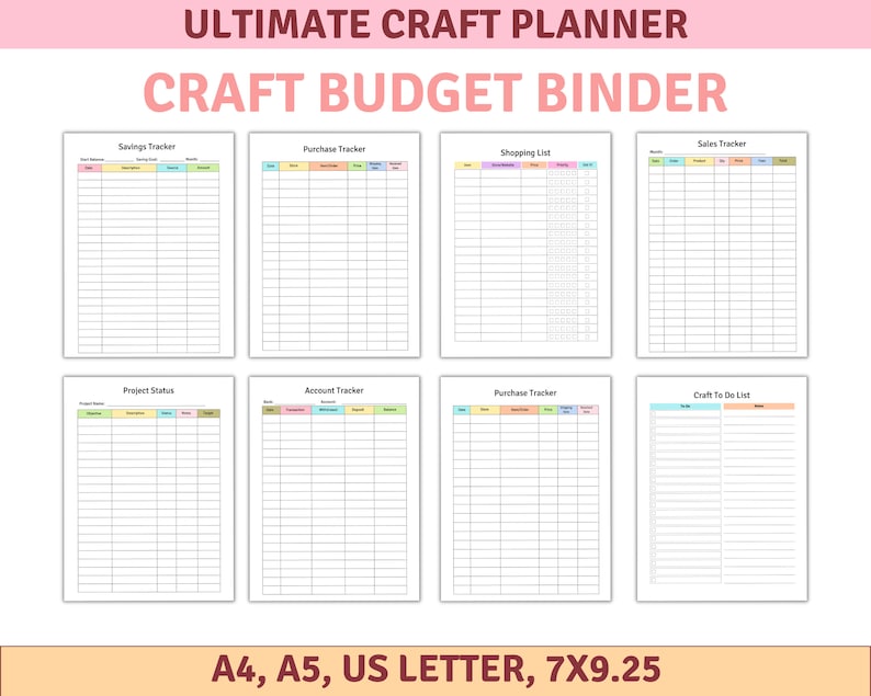 Craft Organization Binder, Craft Planner, Craft Project Planner, Craft ...