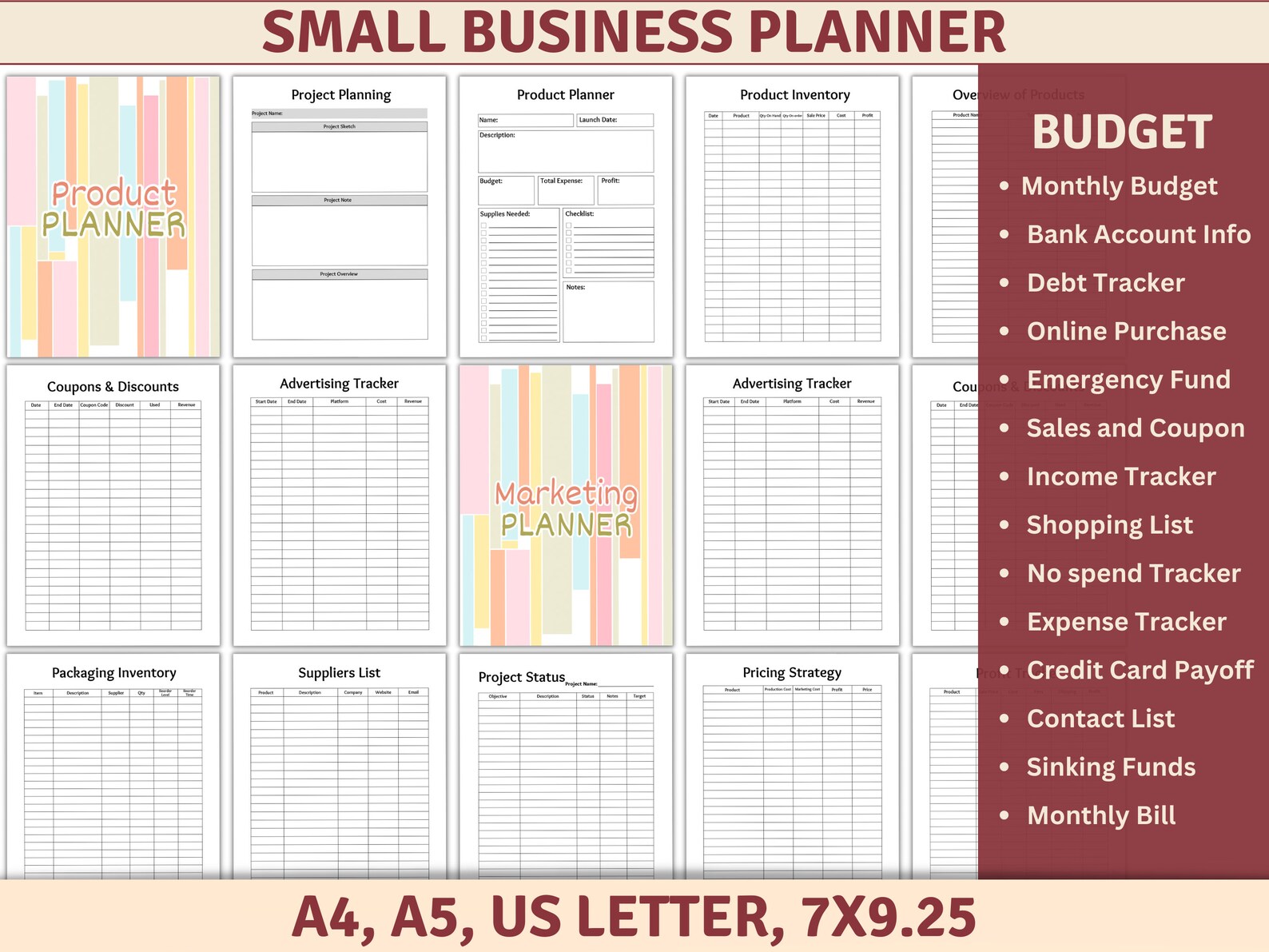 Printable Small Business Planner, Organization Bundle (digital Download ...