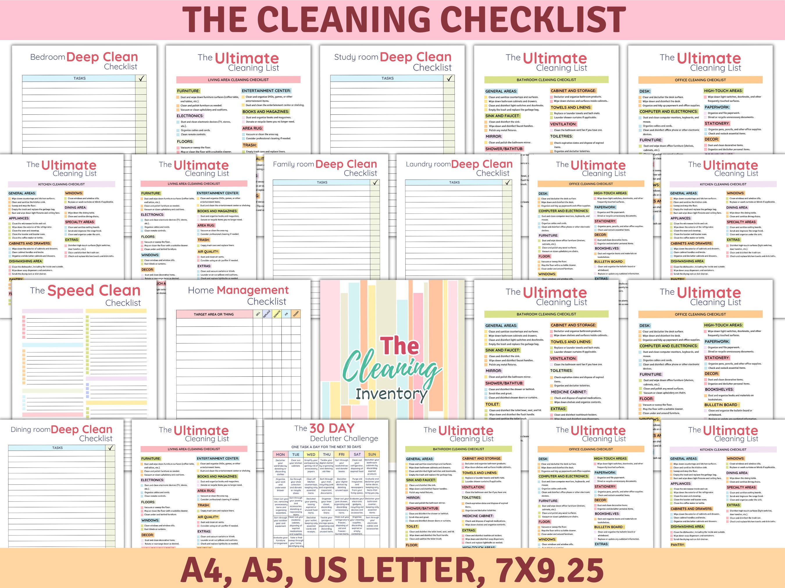 Printable Cleaning Schedule Bundle Editable, Ultimate Cleaning Planner ...