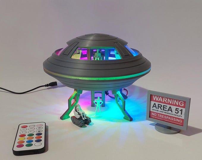 RGB UFO Model With Miniature Aliens - Remote Controlled Light Effects ...