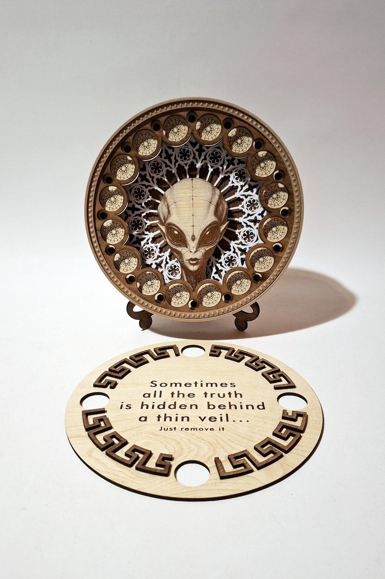 Laser Cut and Engraved Wooden Alien Decor, Alien Species - Etsy