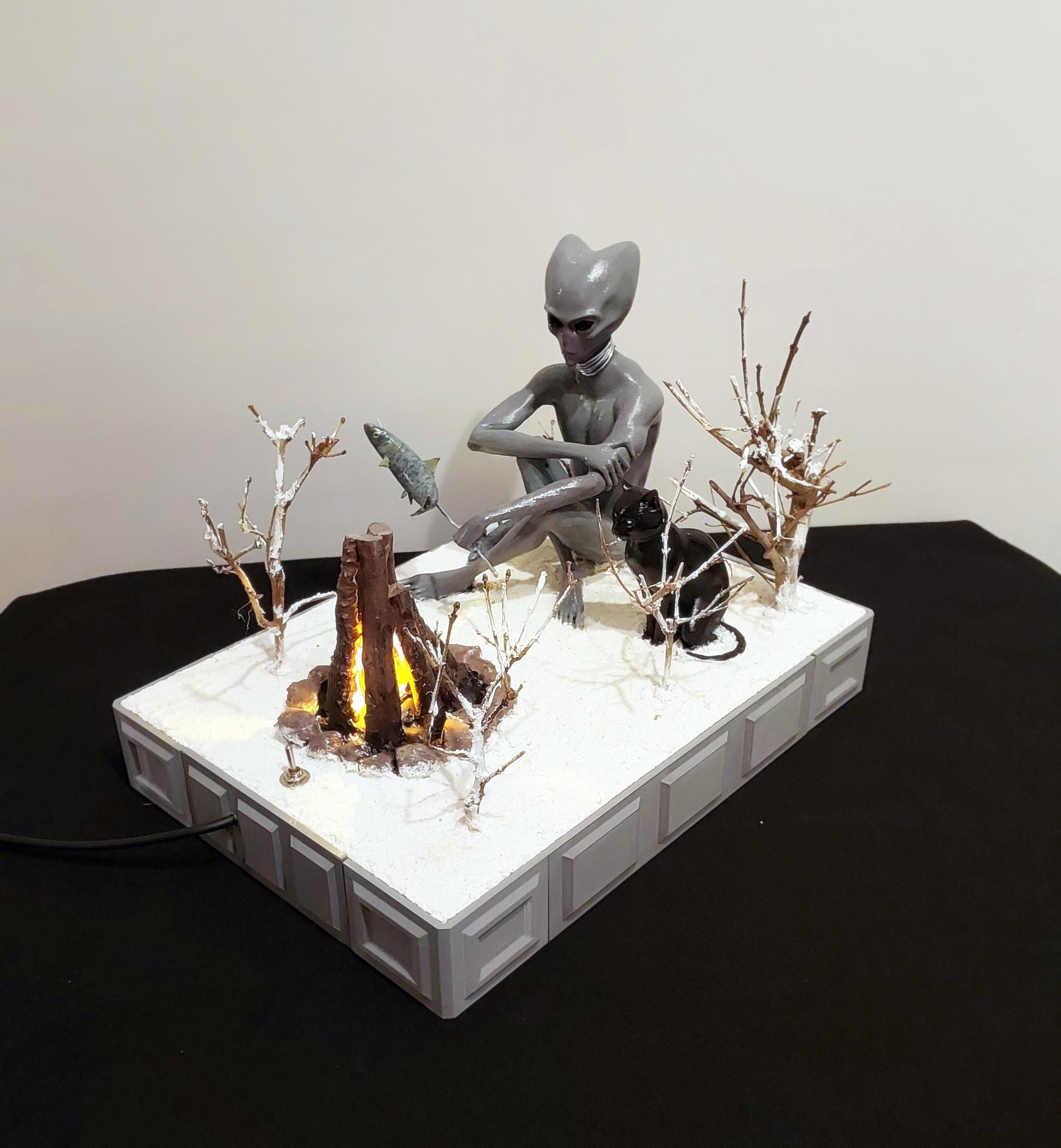 Alien Camping Diorama Alien Life Alien Campfire Alien Fishing - Etsy
